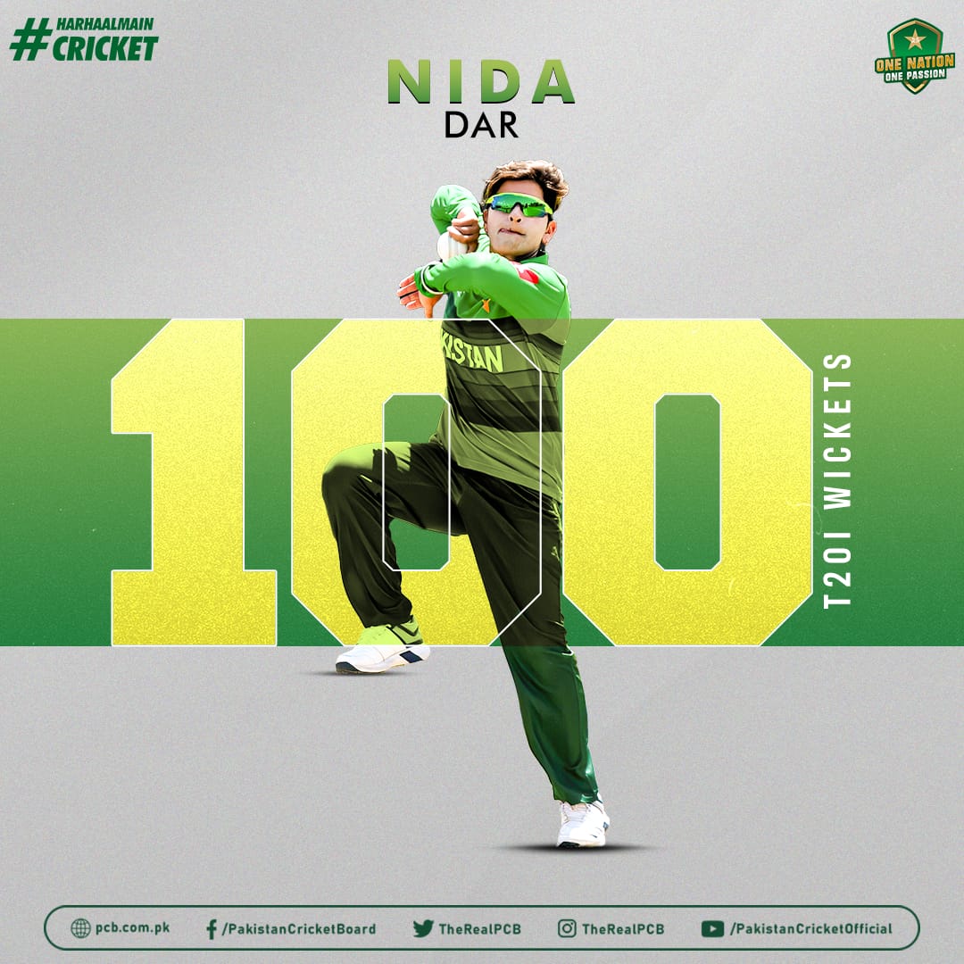 PCB congratulates Nida Dar on completing century of T20I wickets ...