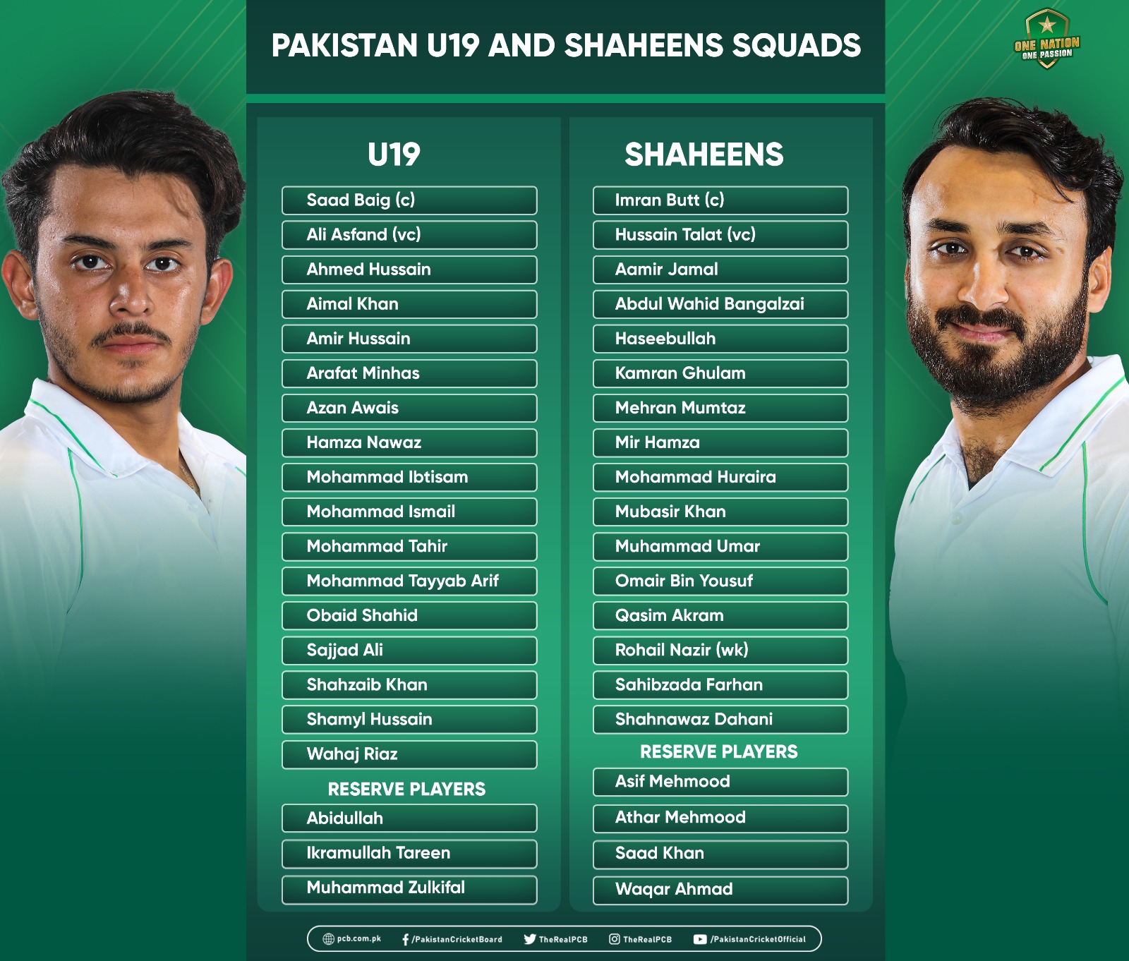 Saad Baig named U19 captain, Imran Butt to captain Shaheens | Press ...