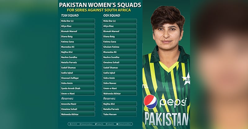 Pakistan Womens Squad For White Ball Series Against South Africa