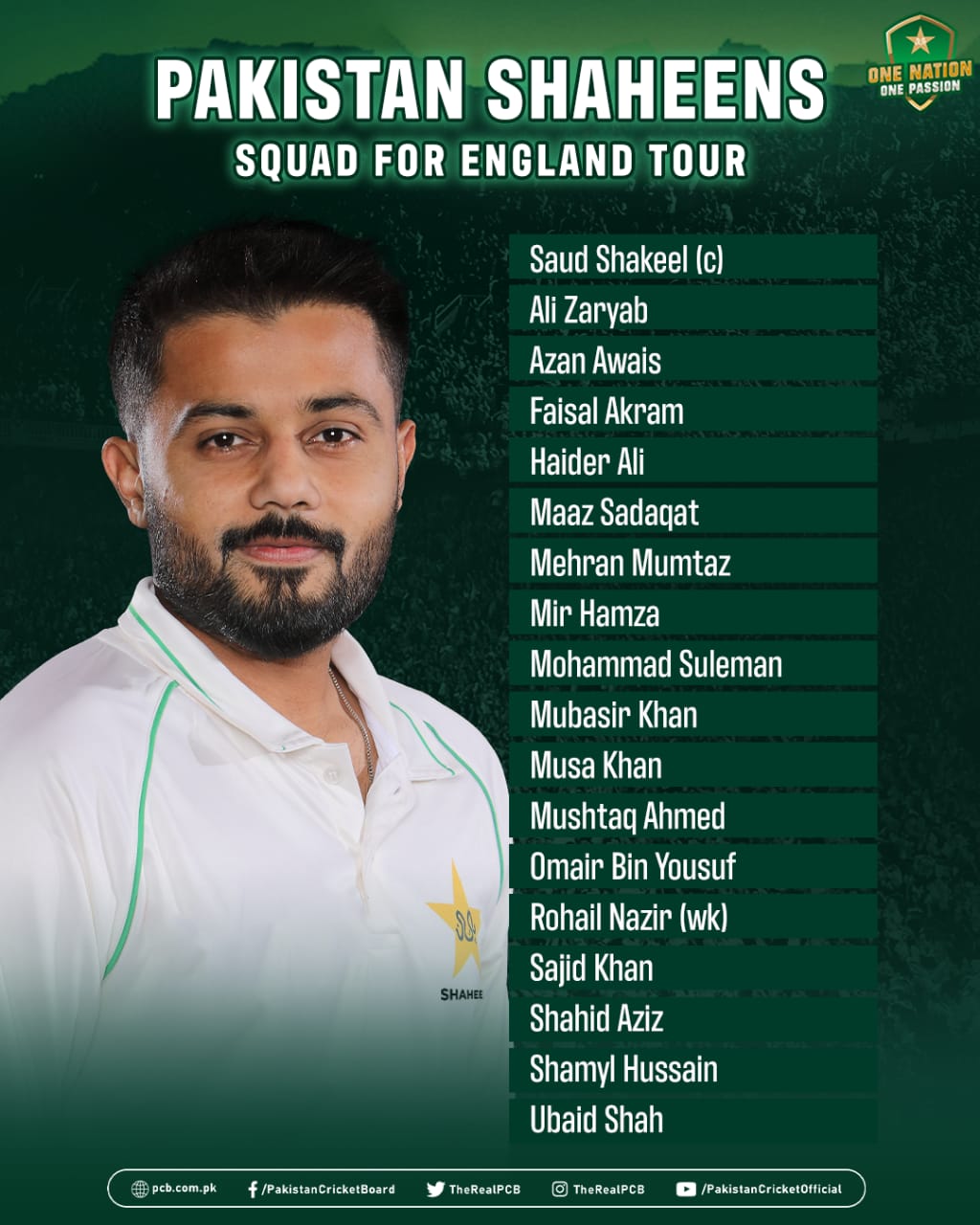 Pakistan Shaheens squad announced for England tour | Press Release | PCB