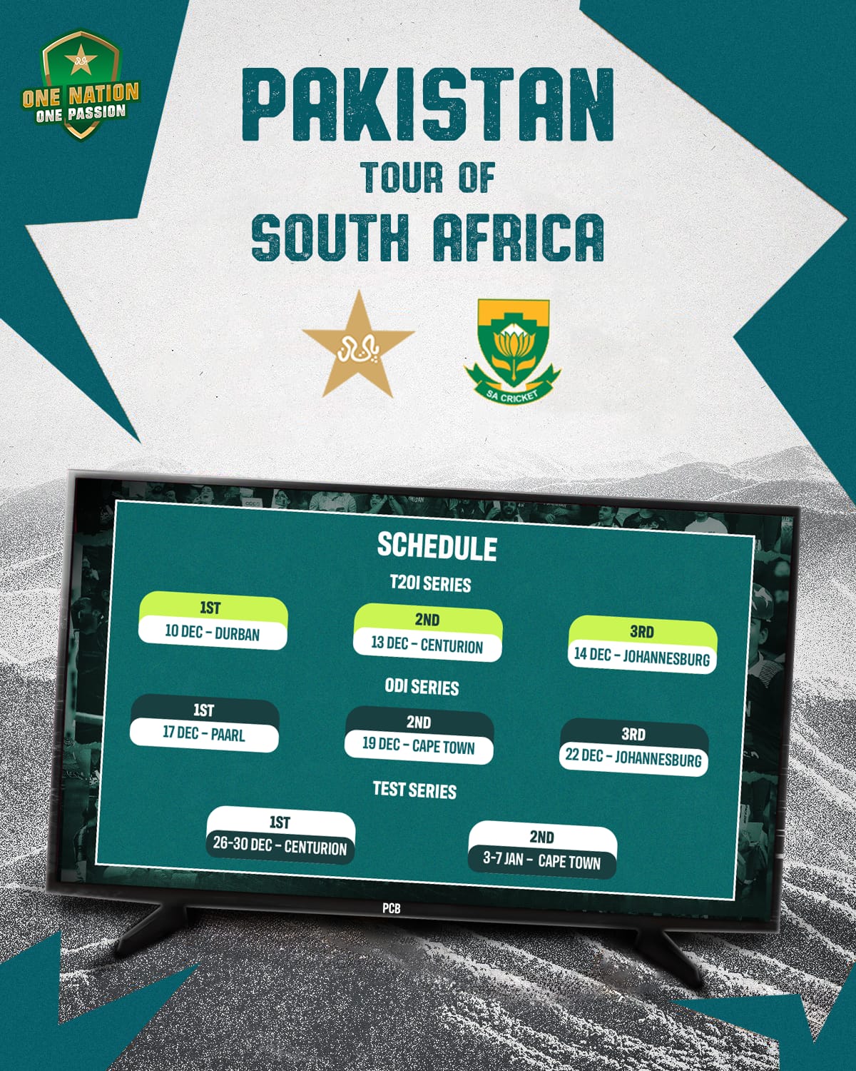 Pakistan confirm South Africa tour details | Press Release | PCB